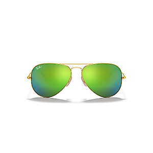 Ray-Ban RB3025 Classic Aviator Sunglasses, Matte Gold/Grey Mirrored Green, 58 mm