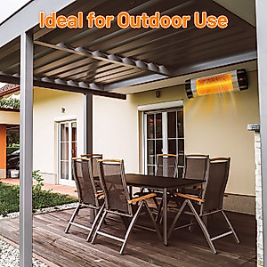 Tangkula 1500W Wall-Mounted Patio Heater, Electric Infrared Heater with 3 Heat Settings, Remote, 24 H Timer & Overheat Protection, IP34 Waterproof Outdoor Heater for Garage, Backyard, Home