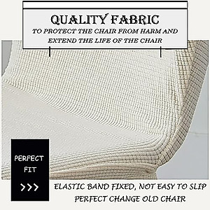 KCCRHIN Checkered Pattern Chair Cover Set of 1/2/4/6 Shell Chair Cover Elastic Thickened Seat Cover Modern Jacquard Chair Cover Curved Back Chair Slipcover for Dining Room Bar,White 6pcs