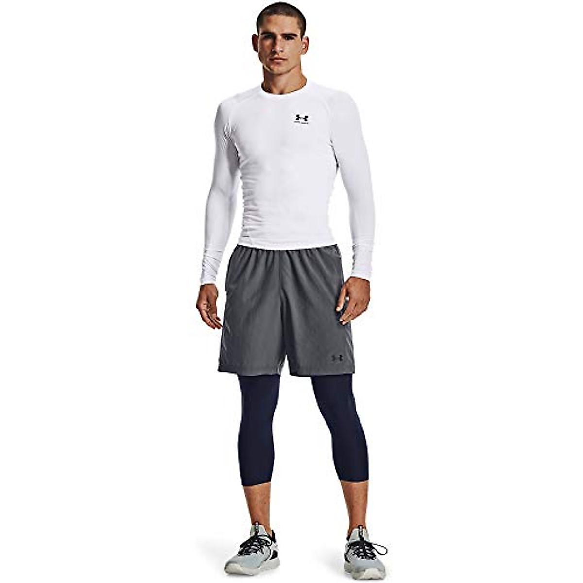Under Armour Men's Armour HeatGear 3/4 Leggings , Midnight Navy (410)/White, Medium
