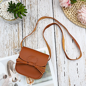 SOTOGO Little Girls Crossbody Purse Toddler Mini Cute Princess Handbag Shoulder Messenger Bag for Kids, Brown Tassel Style