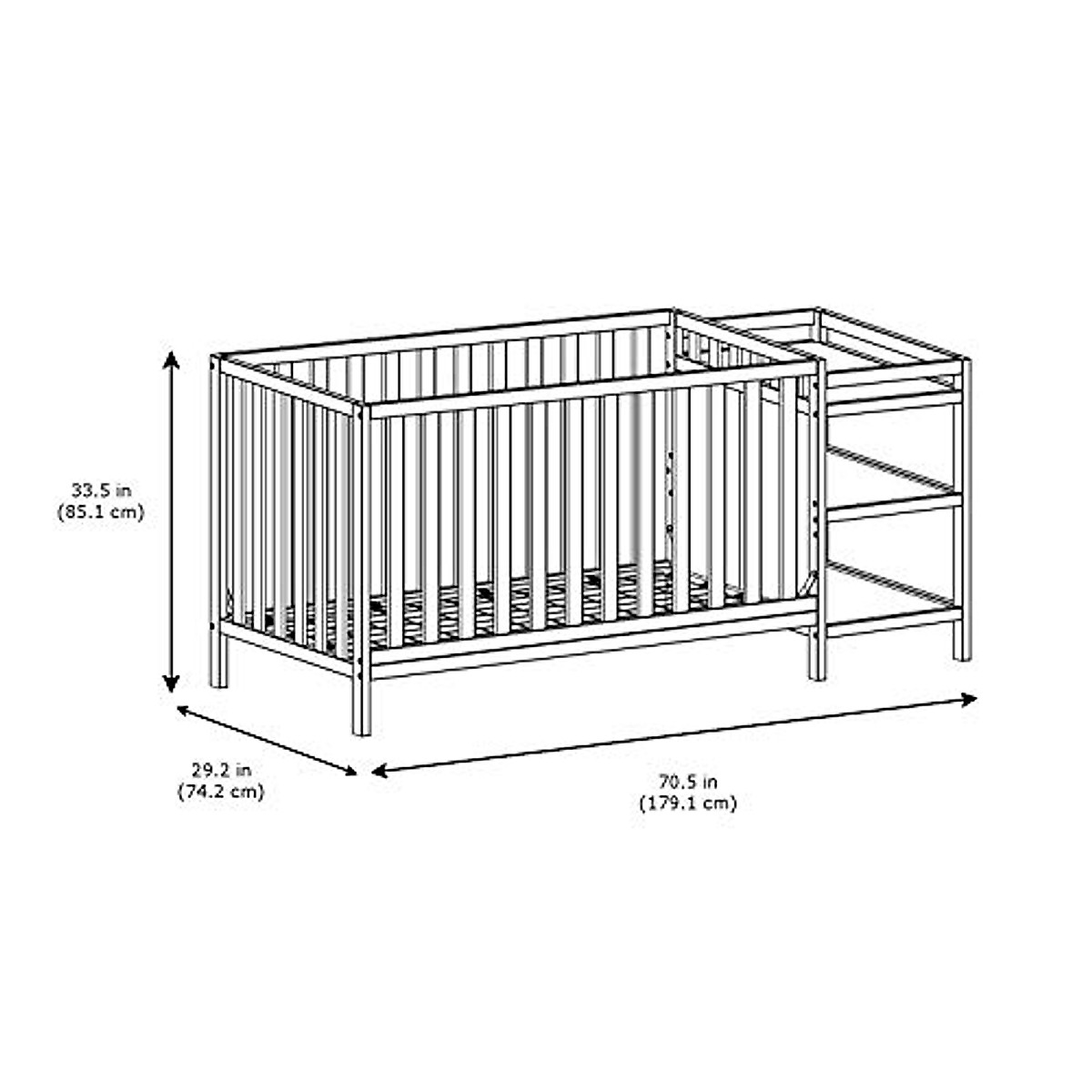 Storkcraft Pacific 4-in-1 Convertible Crib and Changer, Espresso Easily Converts to Toddler Bed, Day Bed or Full Bed, 3 Position Adjustable Height Mattress