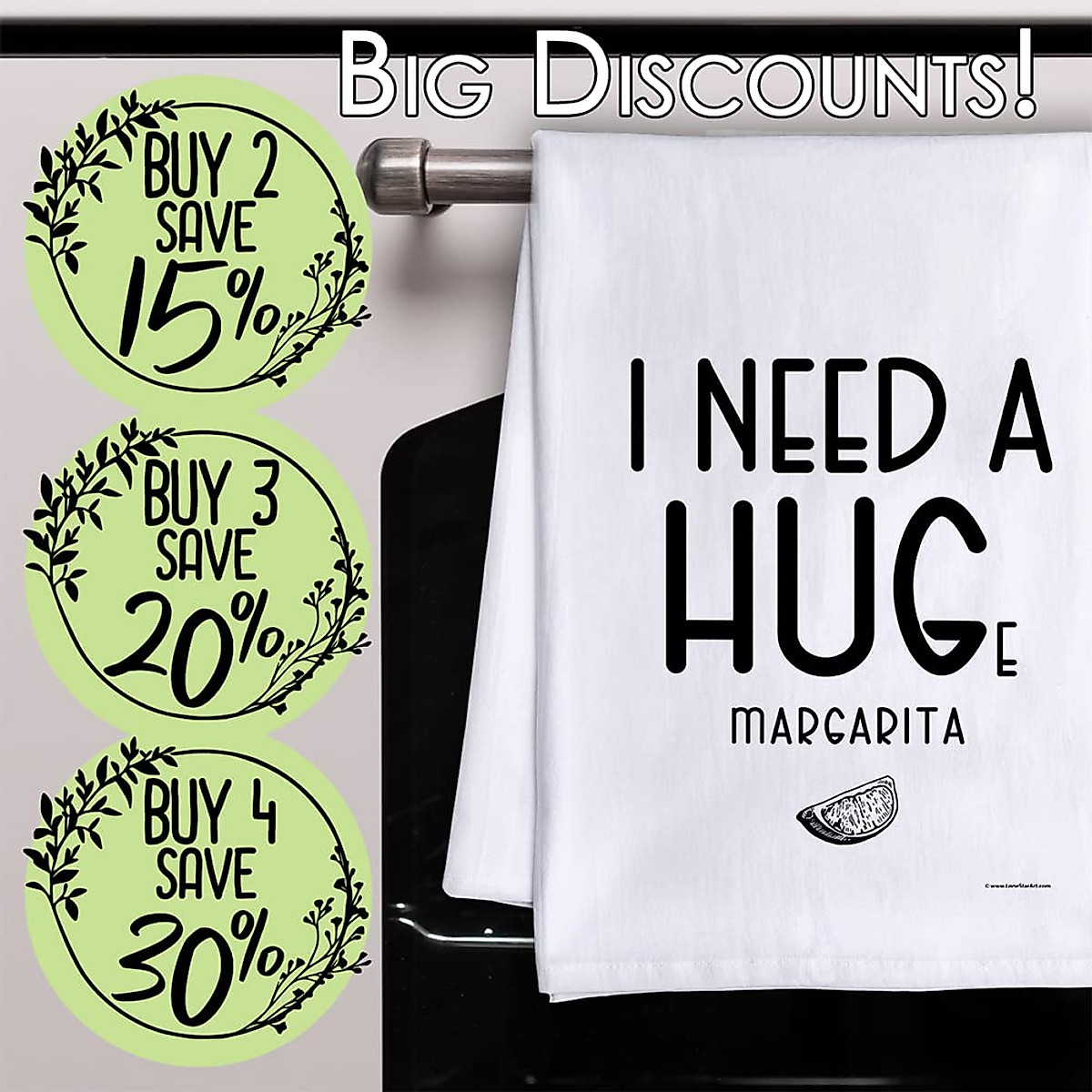 I Need A HUGe Margarita - Funny Kitchen Towels Decorative Dish Towels with Sayings, Funny Housewarming Kitchen Gifts - Multi-Use Cute Kitchen Towels - Funny Gifts for Women