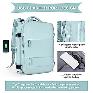 coowoz Large Travel Backpack Women, Carry On Backpack,Hiking Backpack Waterproof Outdoor Sports Rucksack Casual Daypack School Bag Fit 15.6 Inch Laptop with USB Charging Port Shoes Compartment