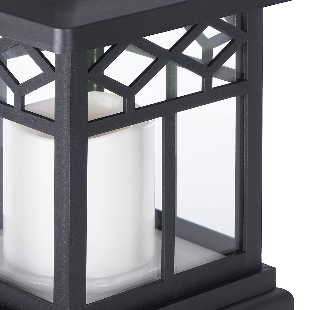 Sterno Home GL44258 Hanging Solar LED Light Flameless Candle Lantern, 6.5", Black