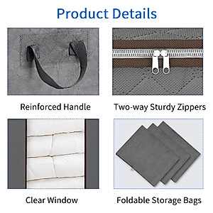 Fixwal Extra Large Blanket Storage Bags 120L Comforter Storage Bags with Reinforced Handles Breathable Clothes Storage Containers for King Comforter Bedding Pillow Sheet Grey