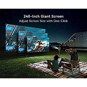 Emotn H1 Mini Projector, Native 1080P, 250 ANSI Lumen, Android 9.0 Portable Outdoor Projector, 240" Display, Rechargeable Battery, WiFi Bluetooth, Compatible with Smartphone/HDMI/USB/PS4/XBOX