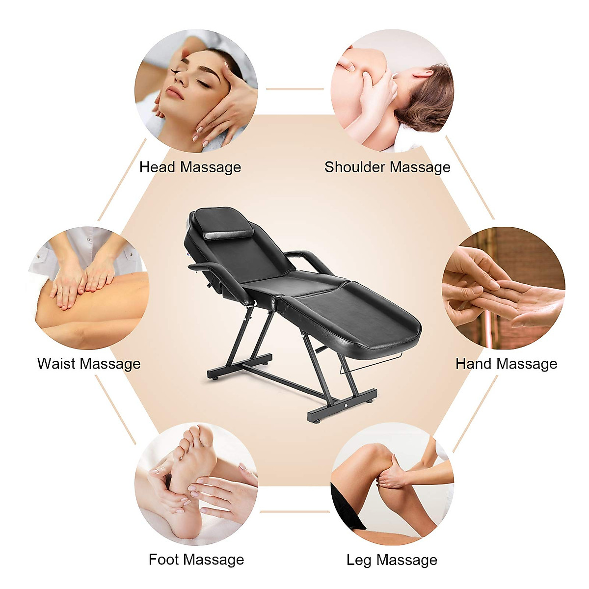 Artist hand Facial Bed Massage Table Adjustable Tattoo Chair W/Free Barber Bed Spa Chair Salon Massage Equipment Tattoo Bed Salon Chair with Tattoo Stool