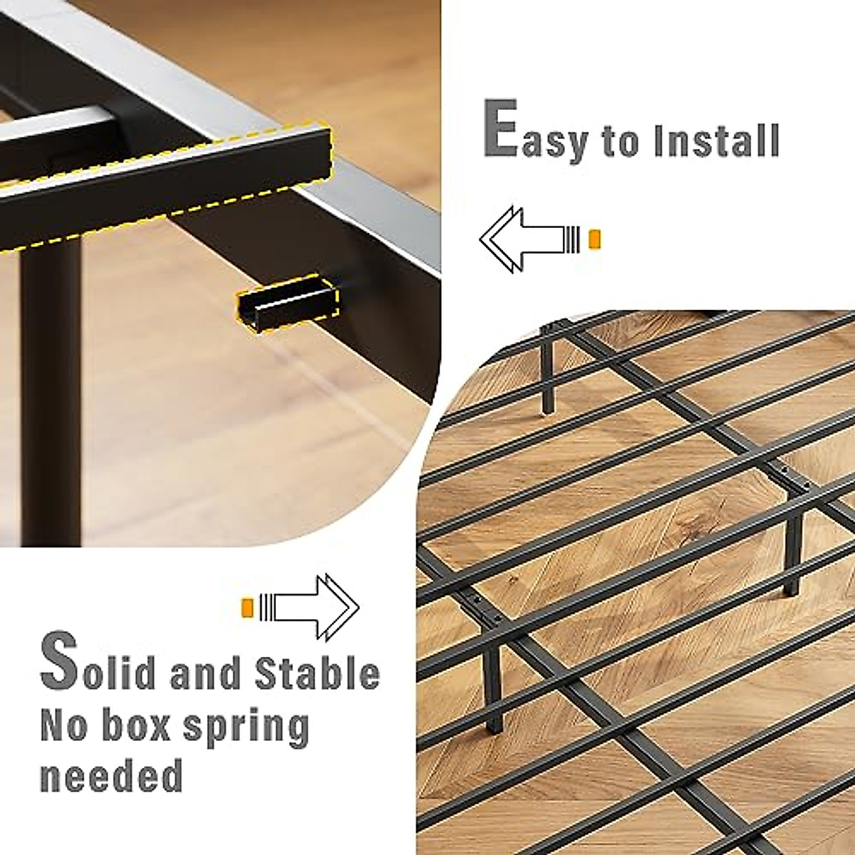 LIKIMIO King Bed Frame with 4 Storage Drawers, Platform Bed with Charged Headboard, Sturdy and Stable, No Noise, No Box Spring Needed, Easy to Install