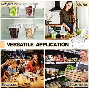 Geetery 12 Pack 1/9 Size 4'' Deep Polycarbonate Food Pan with Lid Clear Stackable Plastic Pan Restaurant Food Storage Containers with Hinged Lids for Salad Bar Hotel Supplies