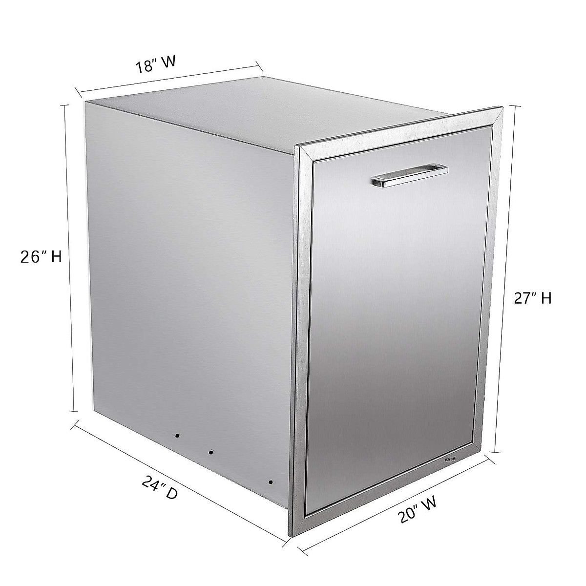 yuxiangBBQ Pull-Out Double Trash Drawer Stainless Steel Outdoor Kitchen Trash Drawer Storage for Two 10 Gallon Commercial Wastebaskets