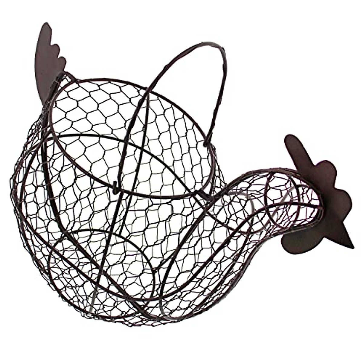 Rural365 Chicken Egg Holder - Brown Decorative Wire Basket with Handle Decor Wire Egg Basket for Kitchen or Living Room
