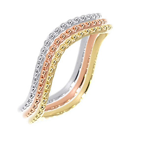 Stackable Curvy Beads Band, 1mm Wide in 18k White Gold Size 6