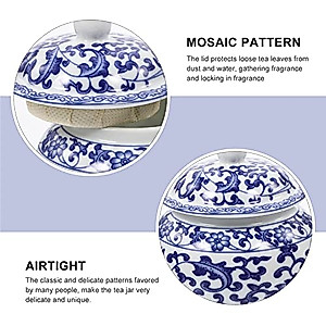 Zerodeko Ceramic Vase 330ML Ceramic Tea Jar, Vintage Chinese Style Storage Can with Airtight Lid Loose Tea Tin Kitchen Food Canister Traditional Tea Tin Coffee Jar Bulk Food