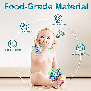 Baby Teething Teether Toys 6 to 12 Months: Teether Toys for Baby 6-12 Months | Baby Toys 0 to 6 Months Baby Teething Ball Toy 0-3 Month Rattle Sensory Infant Toys for 0-3-6-12 Months Baby (Blue)