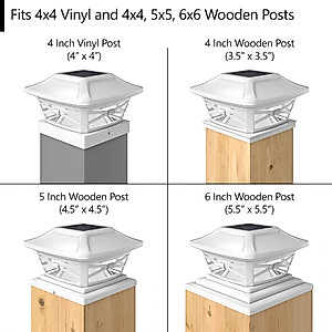 Davinci Lighting Renaissance Solar Outdoor Post Cap Lights - Includes Bases for 4x4 5x5 6x6 Posts - Bright LED Light - Pearl White (8 Pack)