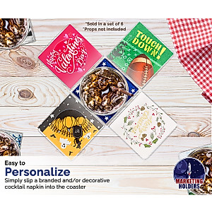 6 Pack Clear Acrylic Coasters Bar Decor Table Protection That Holds Cocktail Napkins by Marketing Holders