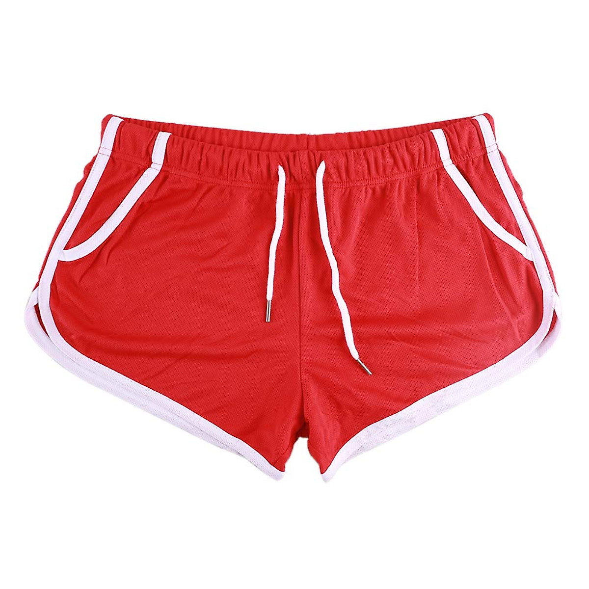 Men's Running Shorts Mesh Workout Bodybuilding Quick Dry Red L