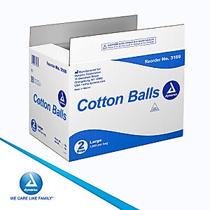 Dynarex Cotton Ball, Non-Sterile and Large, Latex-Free, Pack of 2000