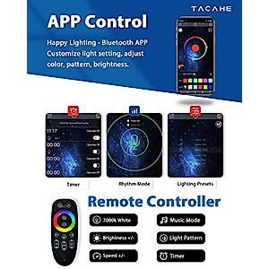TACAHE Smart Corner Floor Lamp - Advanced Version, APP & Remote Control - Multi Lamp Pattern Sync - Transparent Lampshade with Ultra Brightness, Mood Light for Studio, Gaming Setup - 20W, Black