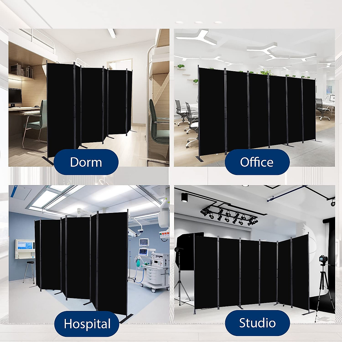 Room Divider and Folding Privacy Screens， 6 Panel Wide Room Divider Wall Screen for Room Separtition, Partition Room Dividers Fabric Panel Wall Dividers Freestanding for Office, Bedroom, Studio Dorm