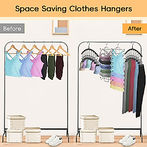 TomCare 2 Pack Tank Top Hanger and 2 Pack Leggings Organizers Space Saving Sport Bras Organizer Metal Yoga Pants Hangers with 20 Clips Hanging Closet Organizers and Storage for Hat Camisoles Shorts