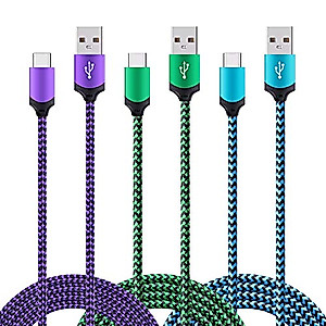 USB Type C Charger Cable Fast Charging Cord Compatible with Google Pixel 7, 6, 5, 4, 3a, 3a XL, 3 XL, Pixel 3, Pixel 2 XL, Pixel 2, Pixel C, Samsung S10 S9 S8 (Blue/Green/Purple, 6 feet, 3 Pack)