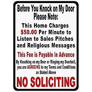 Lenrius Before You Knock On My Door Sign No Soliciting Metal Sign 12"x8"