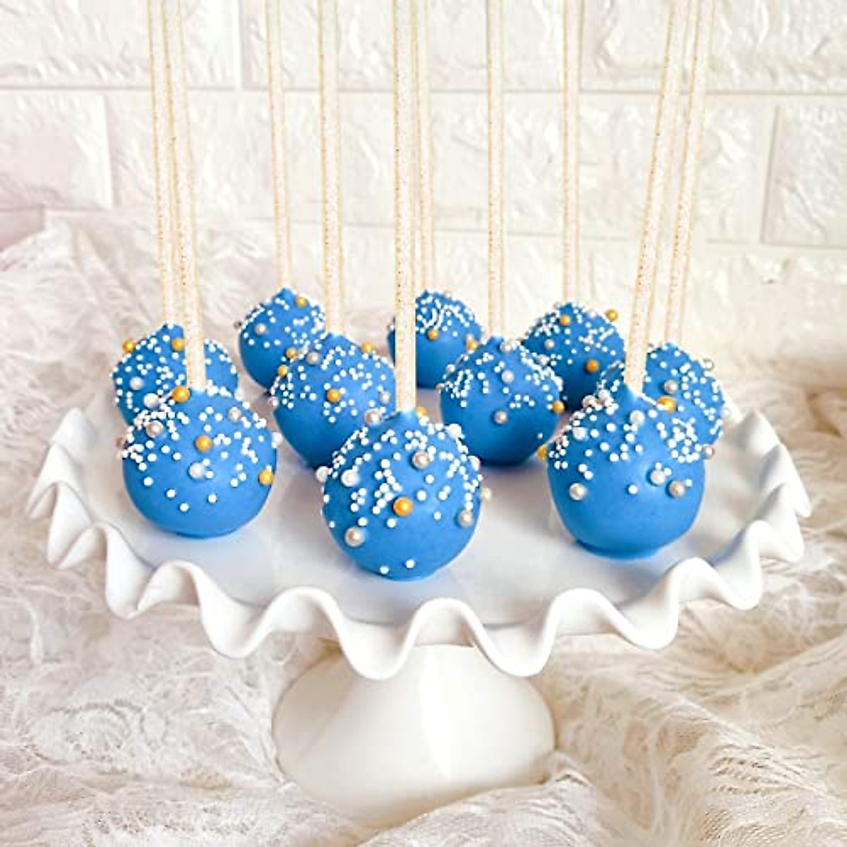 hapray 50-PCS Gold Glitter Plastic Swizzle Sticks, Crystal Cake Pops, Cocktail Coffee Drink Stirrers, Lolipop Stick, 7.24 Inch