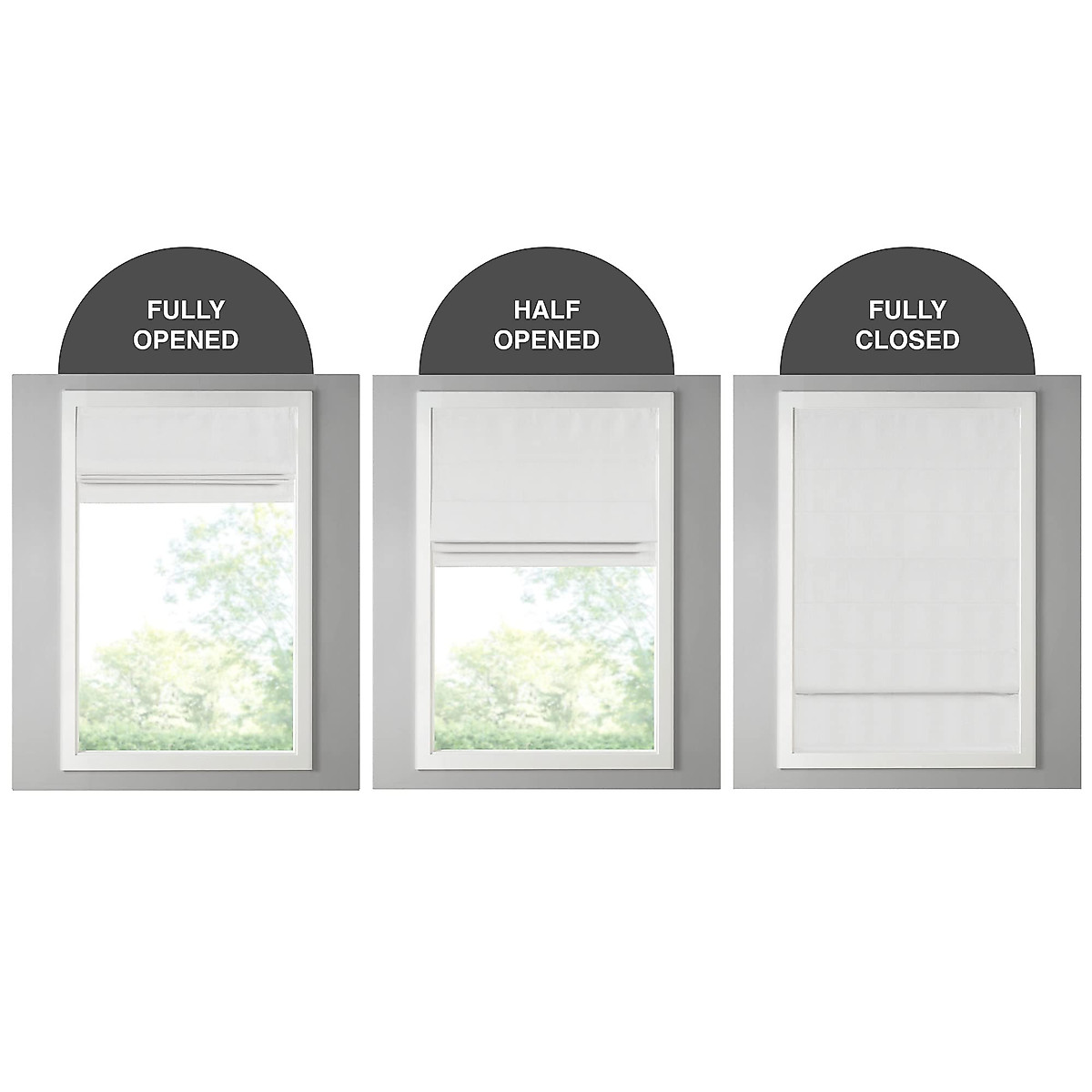 Madison Park Galen Cordless Roman Shades - Fabric Privacy Single Panel Darkening, Energy Efficient, Thermal Insulated Window Blind Treatment, for Bedroom, Living Room Decor, 27" x 64", White