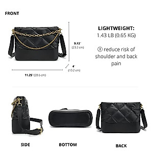 Scarleton Quilted Purses for Women, Crossbody Bags for Women, Shoulder Bag, Hobo Handbag, Faux Leather H209501 - Black