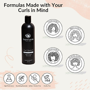 Royal Locks Curl Quench Conditioner - Curly Hair Conditioner with Argan Oil, Lightweight Moisture & Hydration (12 Fl Oz)