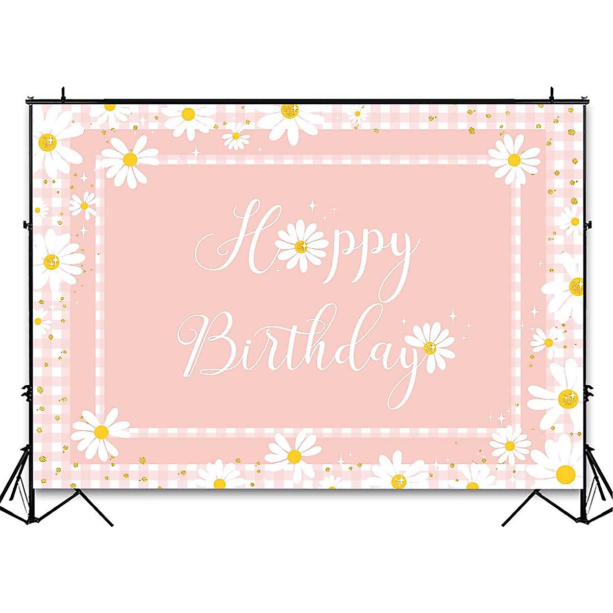 Avezano Daisy Backdrop Cute Daisy Birthday Party Decorations Floral Photo Background for Kids Birthday Party Retro Boho Groovy Theme Bday Cake Table Banner Supplies (Pink, 7x5ft)
