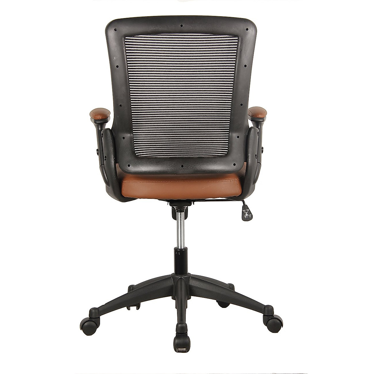 Techni Mobili Height Adjustable Arms Mid-Back Mesh Task Office Chair, 25" W x 25" D x 34-44" H, Brown