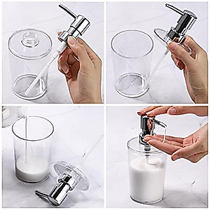 Plastic Clear Bathroom Accessories Set Complete 4 Pcs - Soap Dispenser, 2 Qtip Holder Jars and Toothbrush Holder, Counter Decor