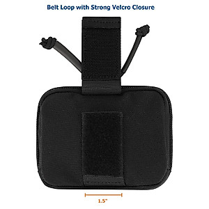 Dotacty Duty Belt Gloves Pouch Latex Disposable Glove Holder Carrier Double Pockets Police Law Enforcement Officer Security Firefighter EMS EMT Paramedic First Responders Nylon Bag Zipper Closure