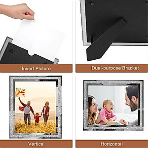 IZIDDO 8x10 Picture Frames Set of 2, Glitter Photo Frame for Tabletop, Silver Glass Picture Frame, Graduation Gifts for Her, Horizontally or Vertically