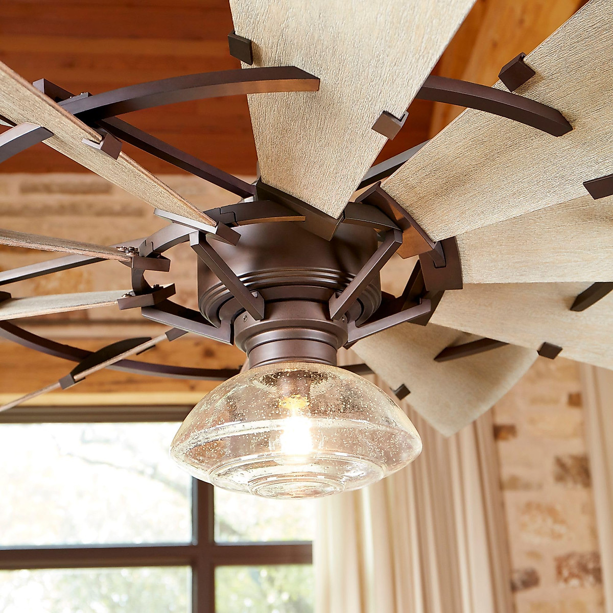 Quorum 97215-86 Indoor Windmill Ceiling Fan in Oiled Bronze with Weathered Oak Blades