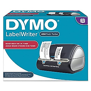 DYMO LabelWriter 450 Twin Turbo Direct Thermal Label Printer, Black - USB Connectivity Monochrome Barcode Label Maker - Print up to 71 Labels Per Minute, 300 x 600 dpi, 2.20" Maximum Print Width