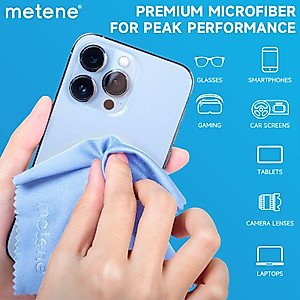 Metene 18 Pack Microfiber Cleaning Cloths (6"x7") in Individual Vinyl Pouches | Glasses Cleaning Cloth for Eyeglasses, Phone, Screens, Camera Lens and Other Delicate Surfaces Cleaner (Multi-Colored)