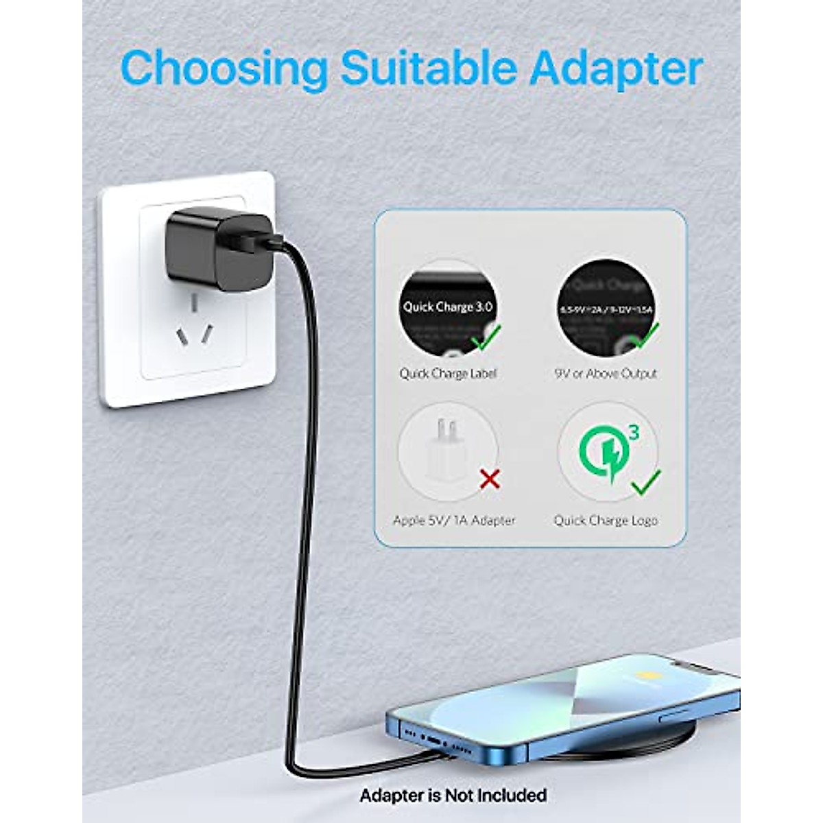 Wireless Charger, 15W Qi Fast Wireless Charging Pad Compatible with iPhone 14/13/13 Pro/13 Mini/13 Pro Max/12/11/ X/XS, Samsung Galaxy S22/ S21/ S20/ S10, Note 20/10, Pixel 6/5, LG (No AC Adapter)