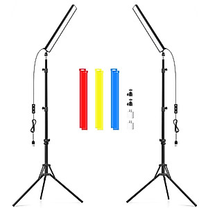 2 Pack Led Video Light Wand Stick, Obeamiu 5600K Led Photography Lighting Wand Kit with 63'' Tripod Stand/Color Filters, Studio Photo Lights for Video Recording/Streaming/Portrait/Vlog/Makeup/Podcast