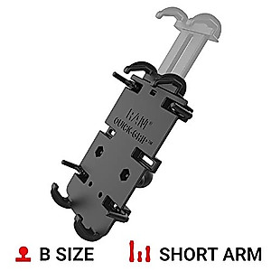 RAM MOUNTS Quick-Grip Large Phone Mount with Handlebar U-Bolt Base RAM-B-149Z-A-PD4U with Short Arm for Motorcycle, ATV/UTV, Bike