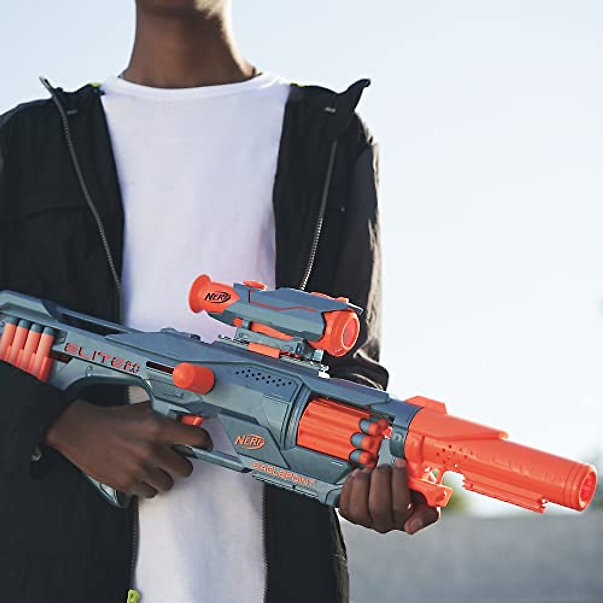 Nerf Elite 2.0 Eaglepoint RD-8 Blaster - 8-Dart Drum, Detachable Scope and Barrel, 16 Official Elite Darts, Bolt Action