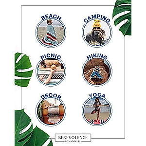 Benevolence LA Mexican Blanket, Authentic Handwoven Yoga Blanket & Outdoor Blanket, Made by Traditional Mexican Artisans, Saddle Blanket, Beach Blanket, Picnic Blanket, & Car Blanket 75 x 52 - Coral