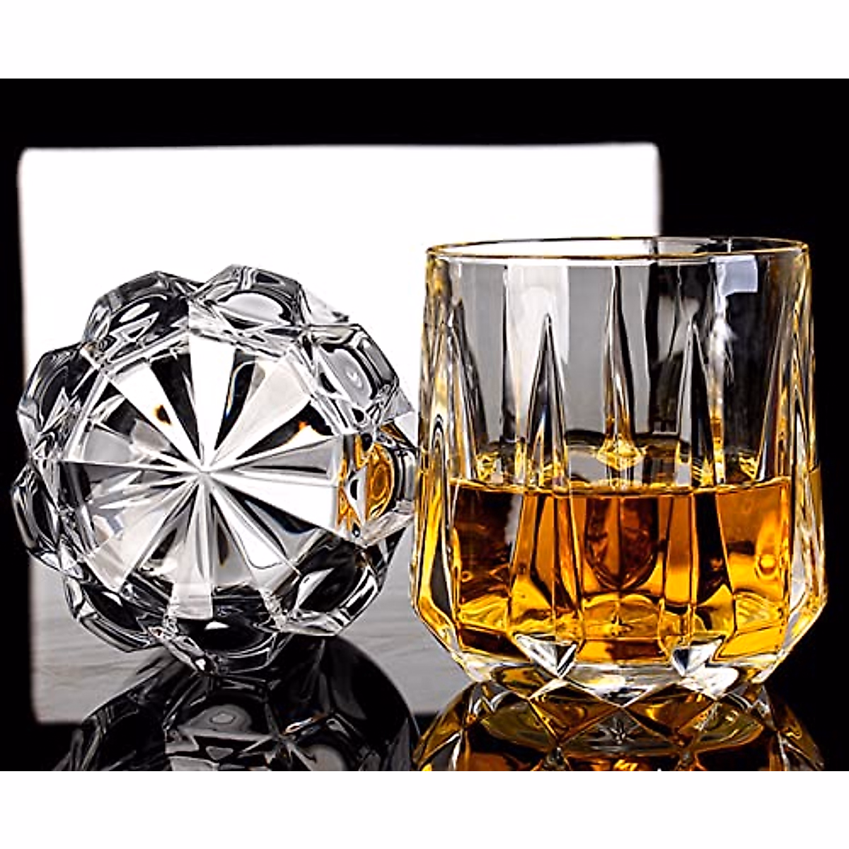 RIS LAN Old Fashioned Glasses Set of 6-12 Oz Crystal Glass Whisky Glasses, Luxury Whiskey Glasses for Drinking Bourbon, Scotch Whisky, Cocktails, Cognac, Unique Gifts for Men