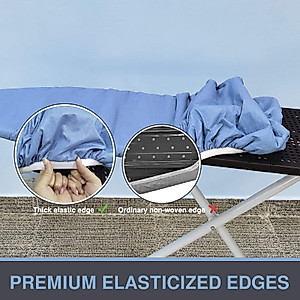 VividPaw Ironing Board Cover and Pad, Standard Size 15x54, Thick Padding, Elastic Edge, Silicone Coated, Resist Scorching and Staining, Adjustable Fastener, Heavy Duty Padded Iron Board Covers (Blue)