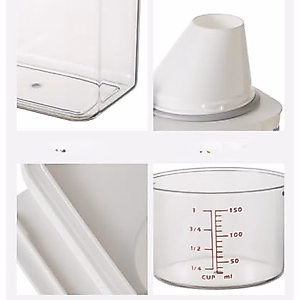 Frianchlly 2PCS Airtight Food Storage Containers measuring Cup,Plastic Dry Food Canisters for Kitchen Pantry Organization and Storage, One handed Leak Proof Lids White.