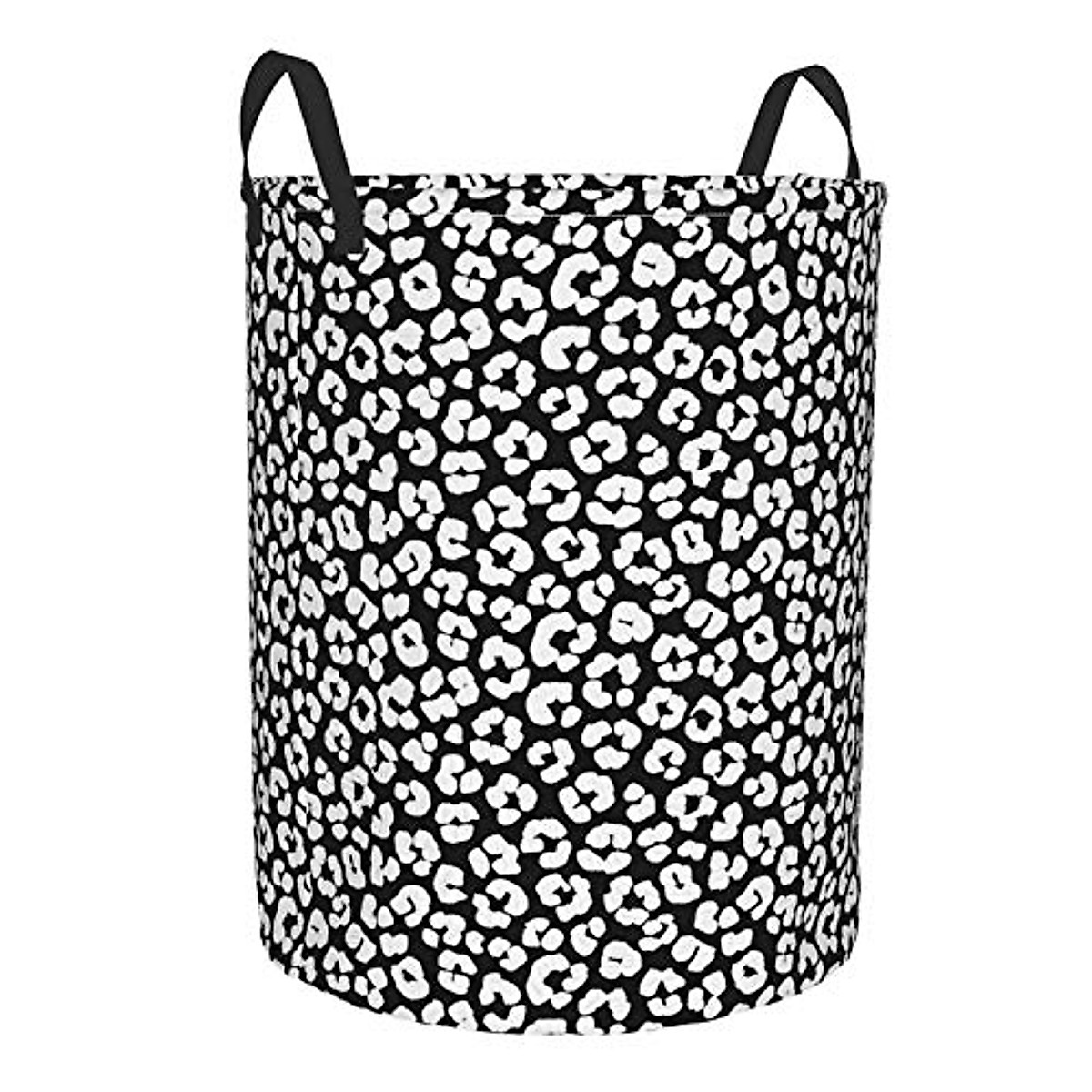 FeHuew Black Leopard Print Collapsible Laundry Basket with Handle Waterproof Fabric Hamper Laundry Storage Baskets Organizer Large Bins for Dirty Clothes,toys,Bathroom