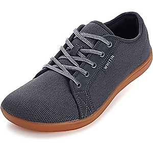 WHITIN Men's Fashion Barefoot Sneakers Arch Support Zero Drop Sole Minimus Casual W81 Size 8W Minimalist Tennis Shoes Fashion Outdoor Walking Lightweight Comfortable Male Zapatos Grey Gum 41